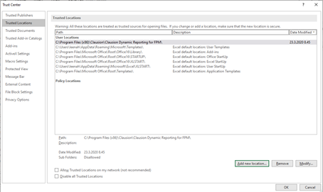 Defining the Security Settings – Clausion User Documentation